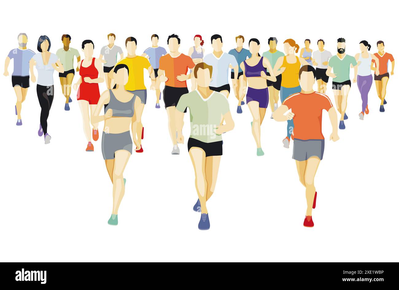 A group of athletes run illustration Stock Photo - Alamy