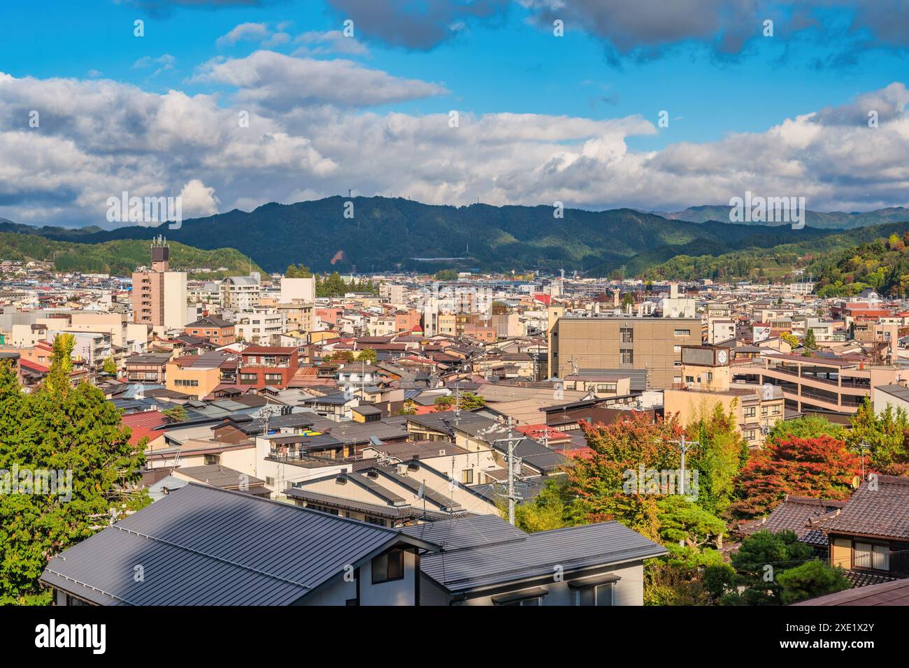 Takayama Gifu Japan, high angle view city skyline at Takayama old town ...