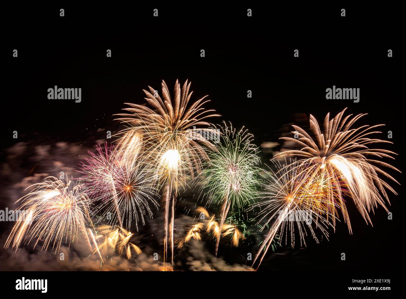 Real Fireworks display celebration, Colorful New Year Firework Stock ...