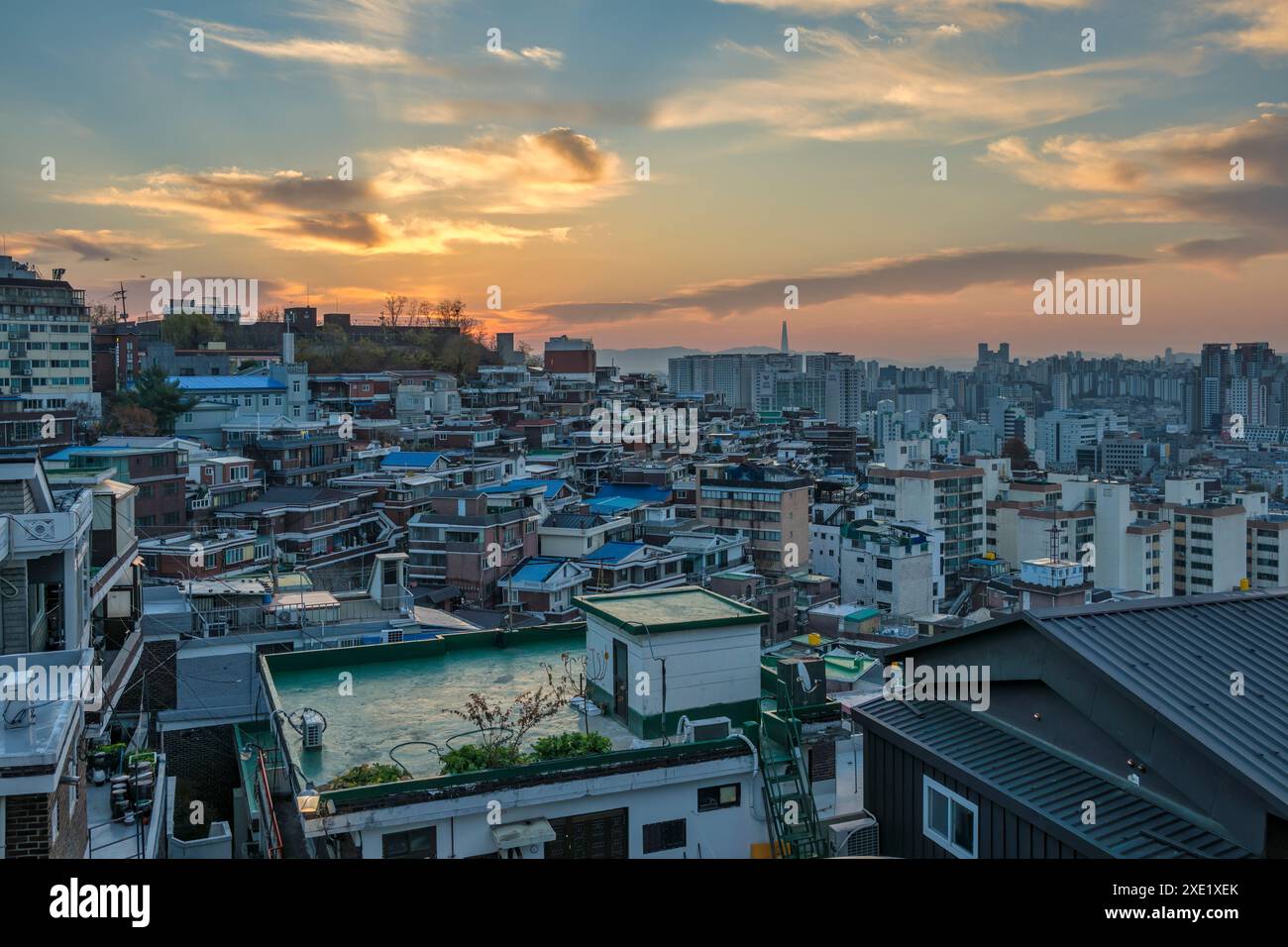 Seoul South Korea, sunrise city skyline at Seoul city center view from ...