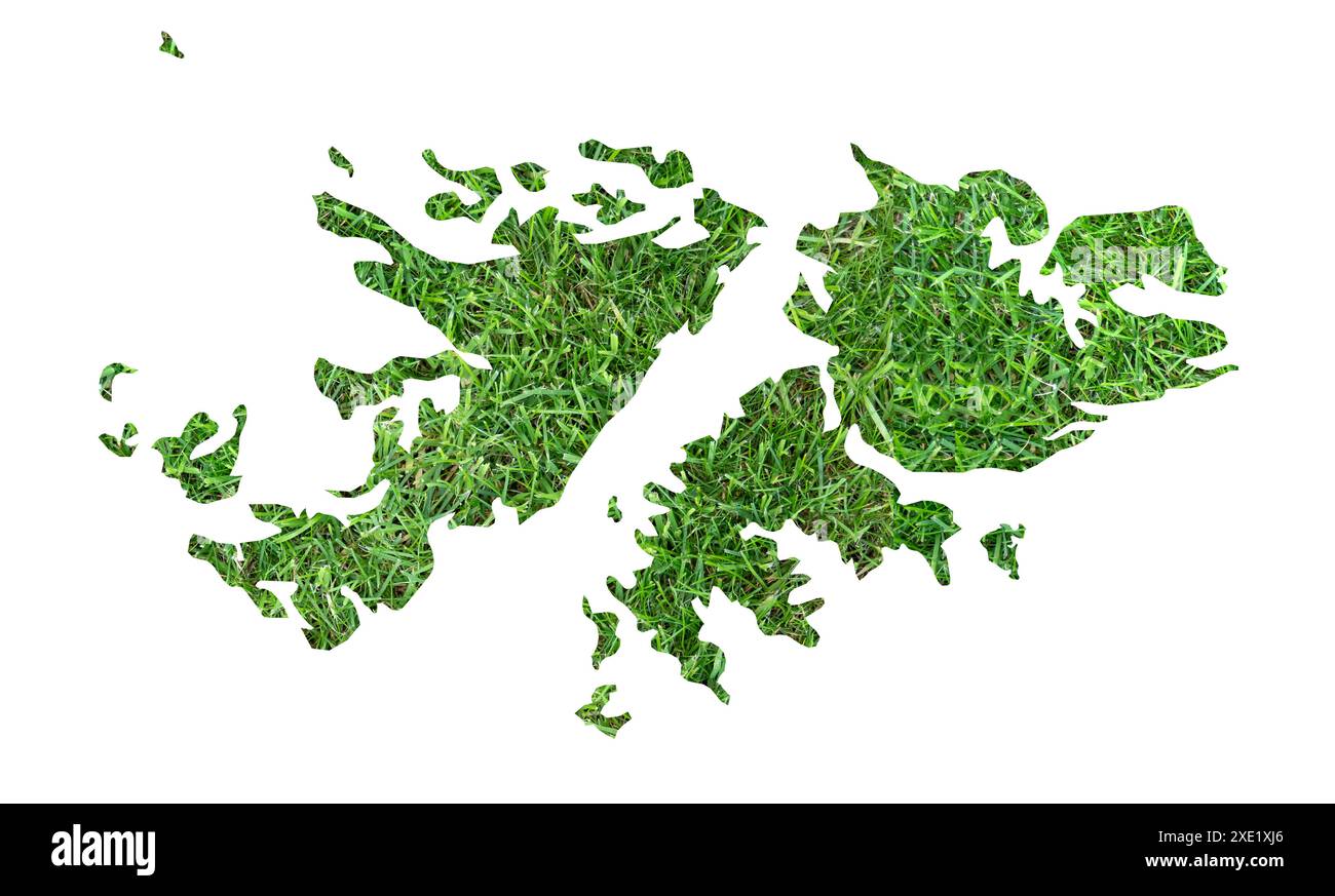 Map of the Falkland Islands showing the country as a grass football ...