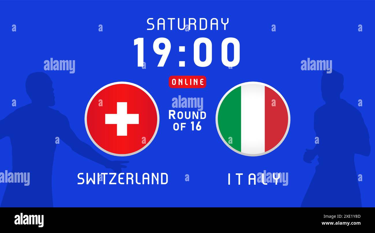 Switzerland vs Italy, round of 16, June 2024, flag emblem. Vector ...