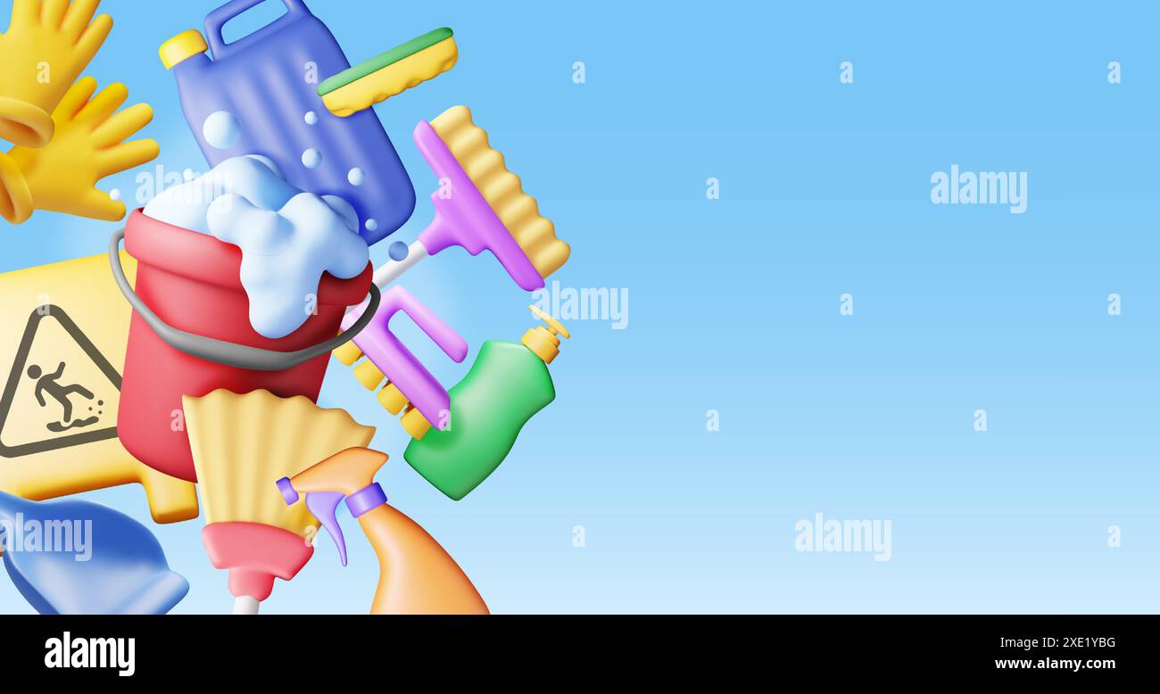 3D set of home cleaning tools isolated Stock Vector Image & Art - Alamy