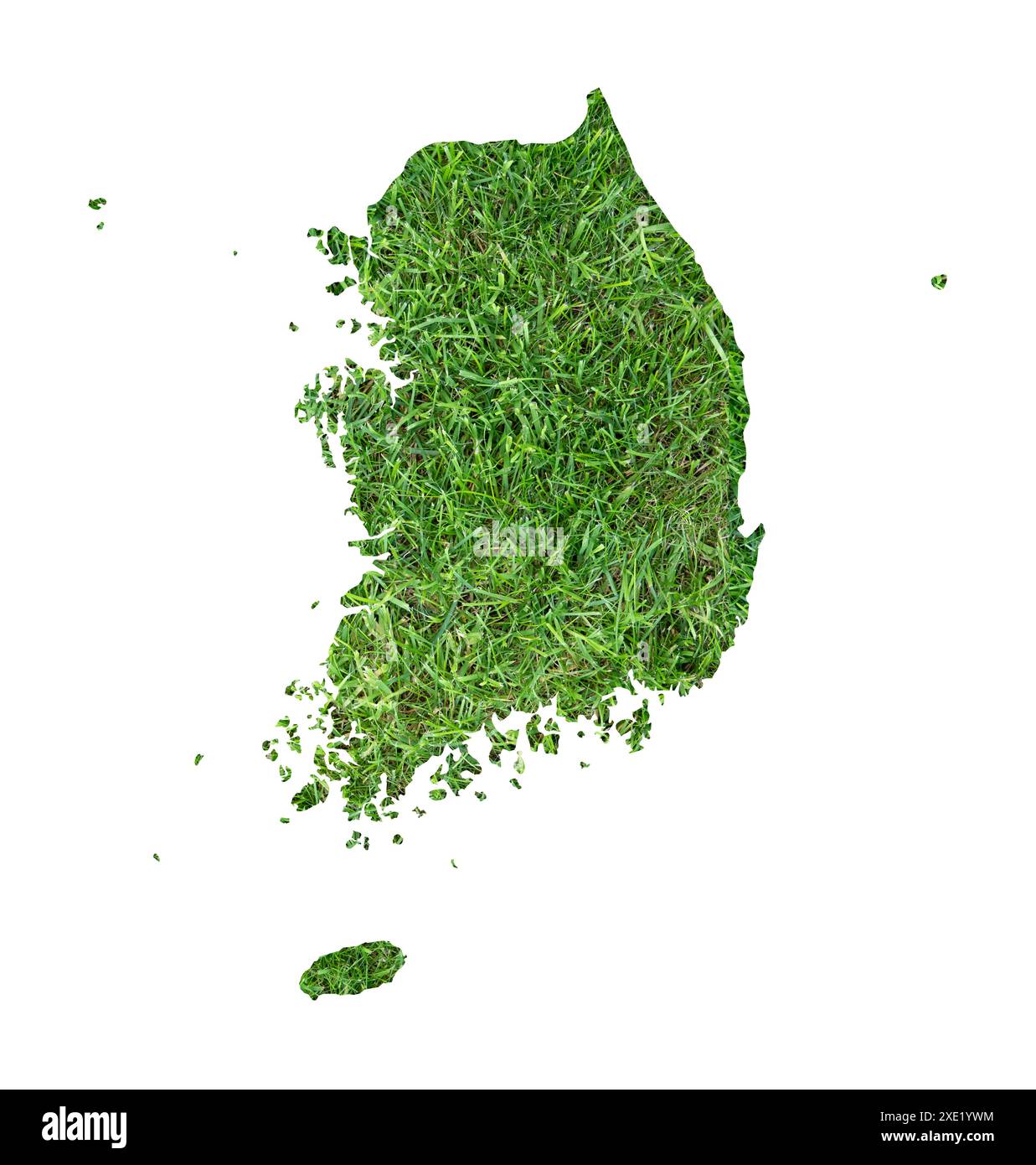 Map of the South Korea showing the country as a grass football field ...