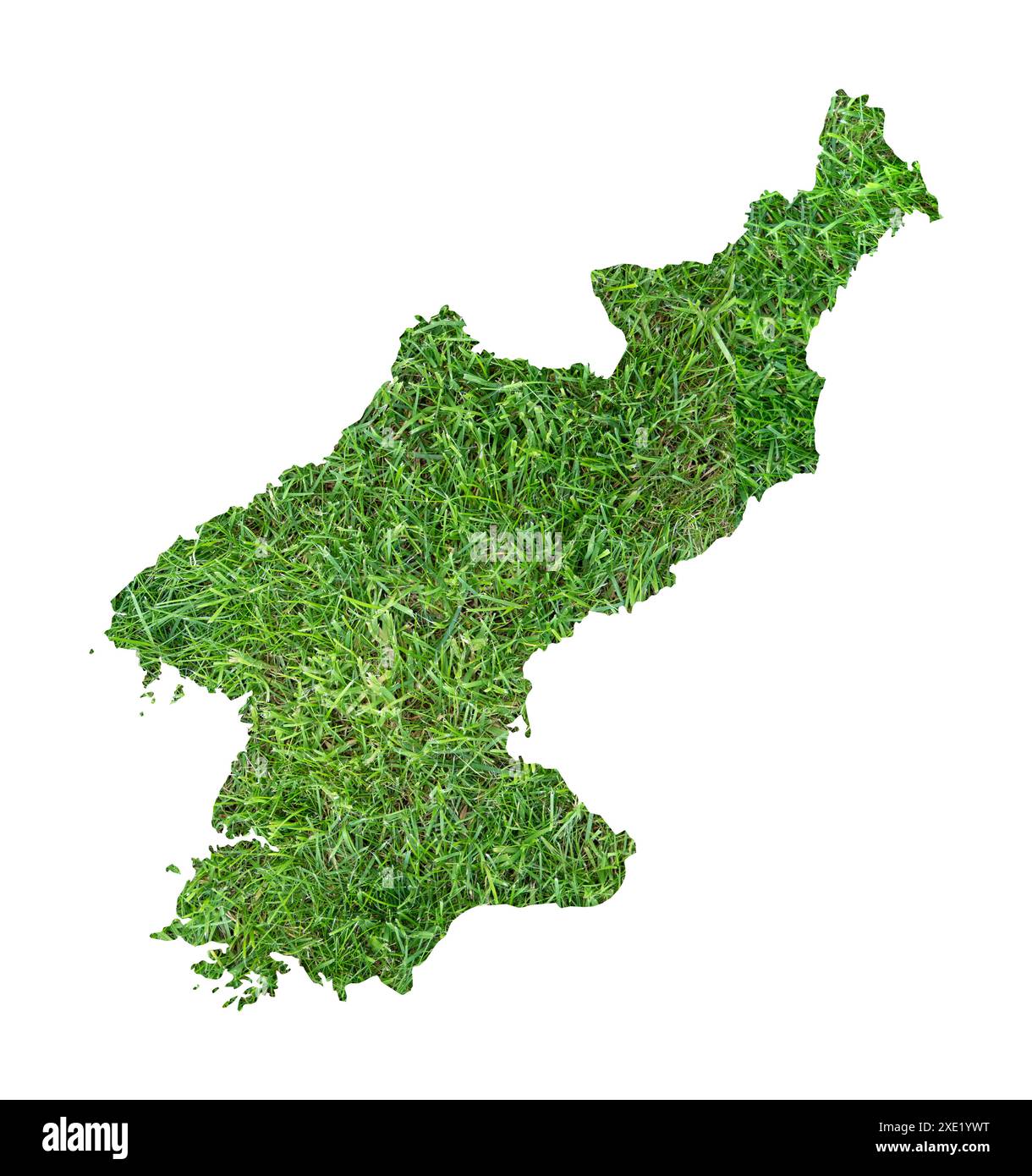 Map of the North Korea showing the country as a grass football field ...