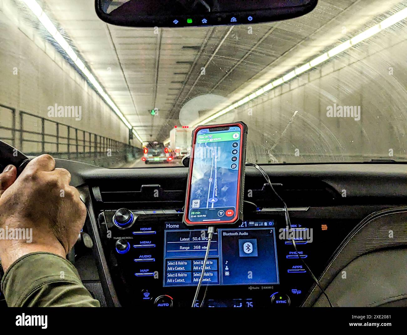 Driving in uber car through a tunnel Stock Photo - Alamy
