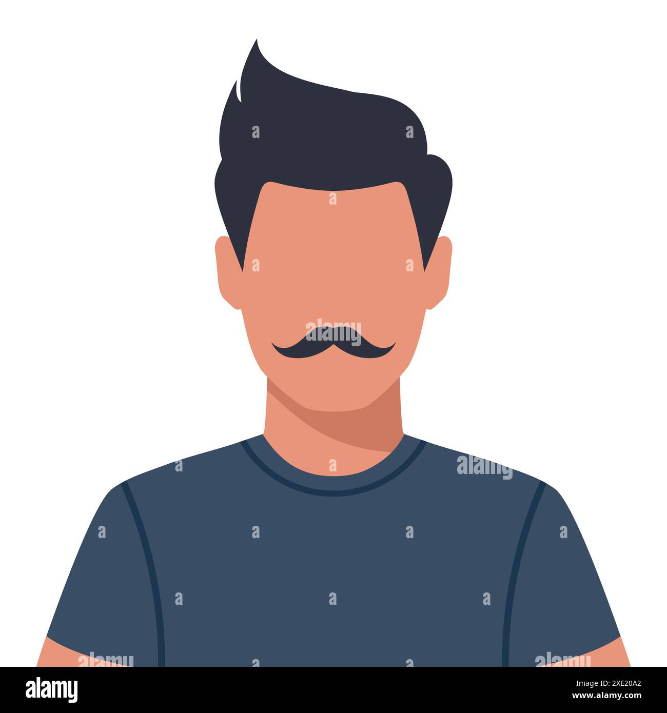 Abstract faceless young man with stylish haircut and curled mustache ...