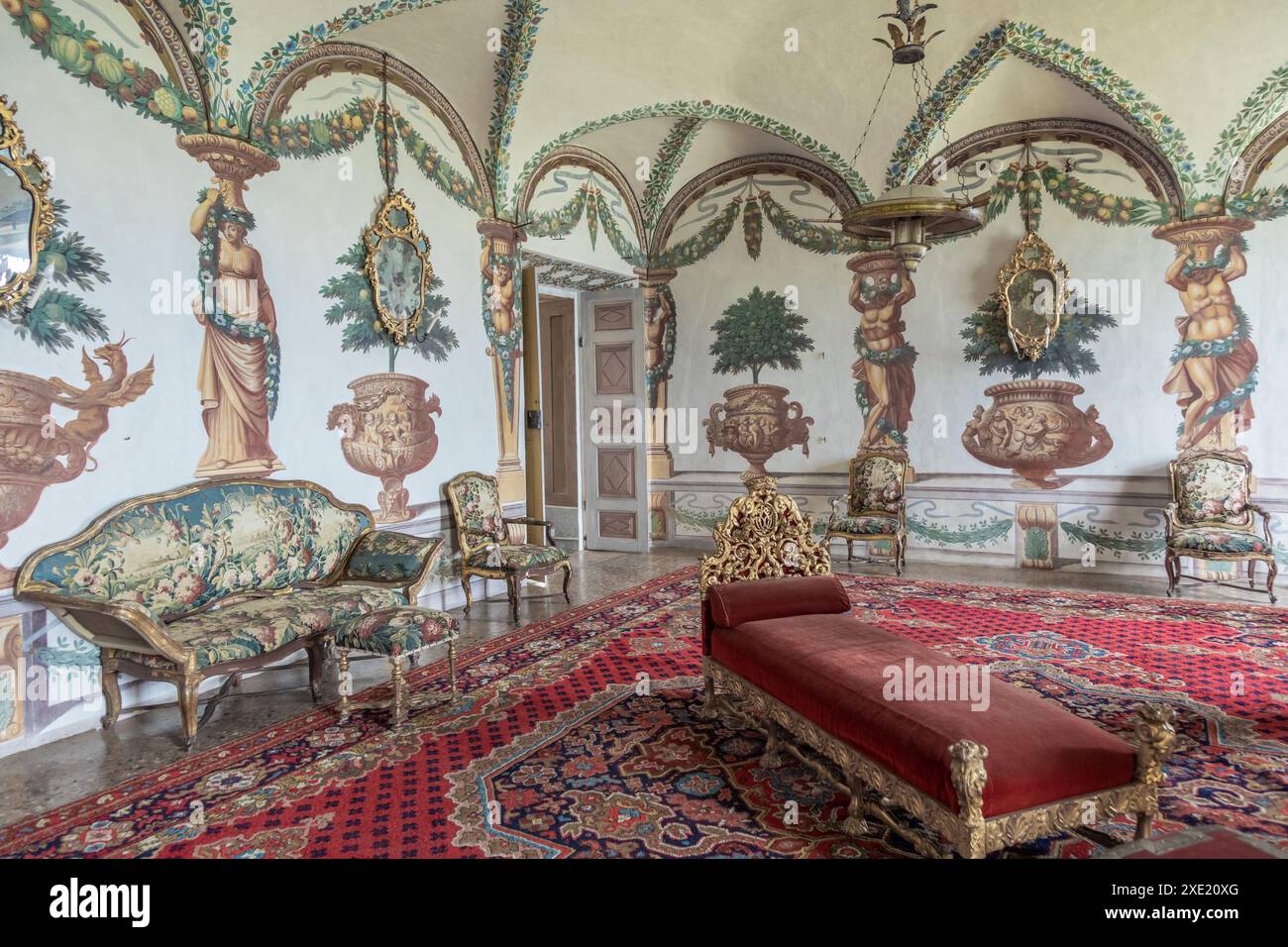 Masino, Italy - baroque livingroom in old castle. Vintage interior ...