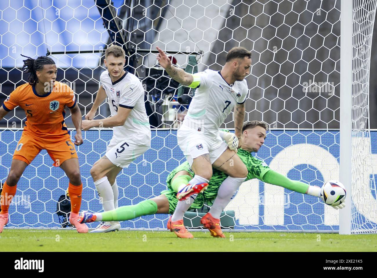 Berlin, Germany June 25, 2024. Holland goalkeeper Bart Verbruggen saves ...