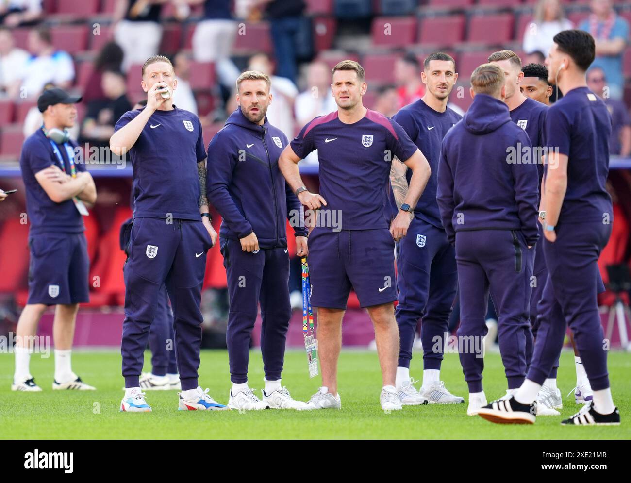 England goalkeeper Jordan Pickford and Luke Shaw ahead of the UEFA Euro ...