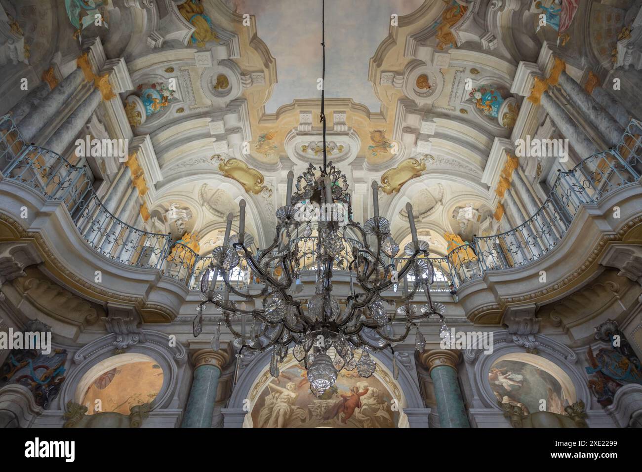 Turin, Italy - Baroque luxury interior with marble of Queen's Palace ...