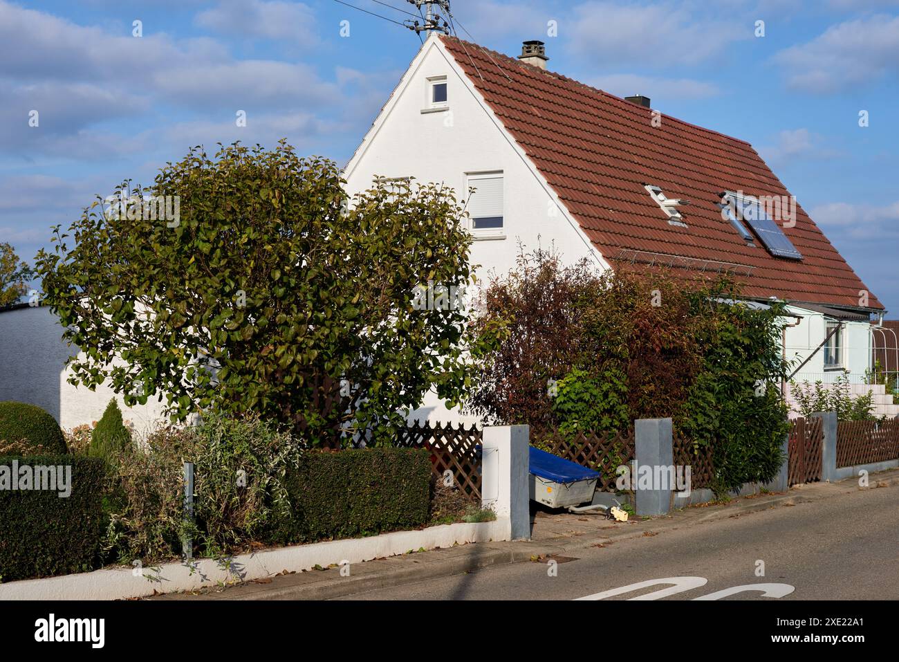 Wealthy suburb private house. Street of wealthy suburban residential ...