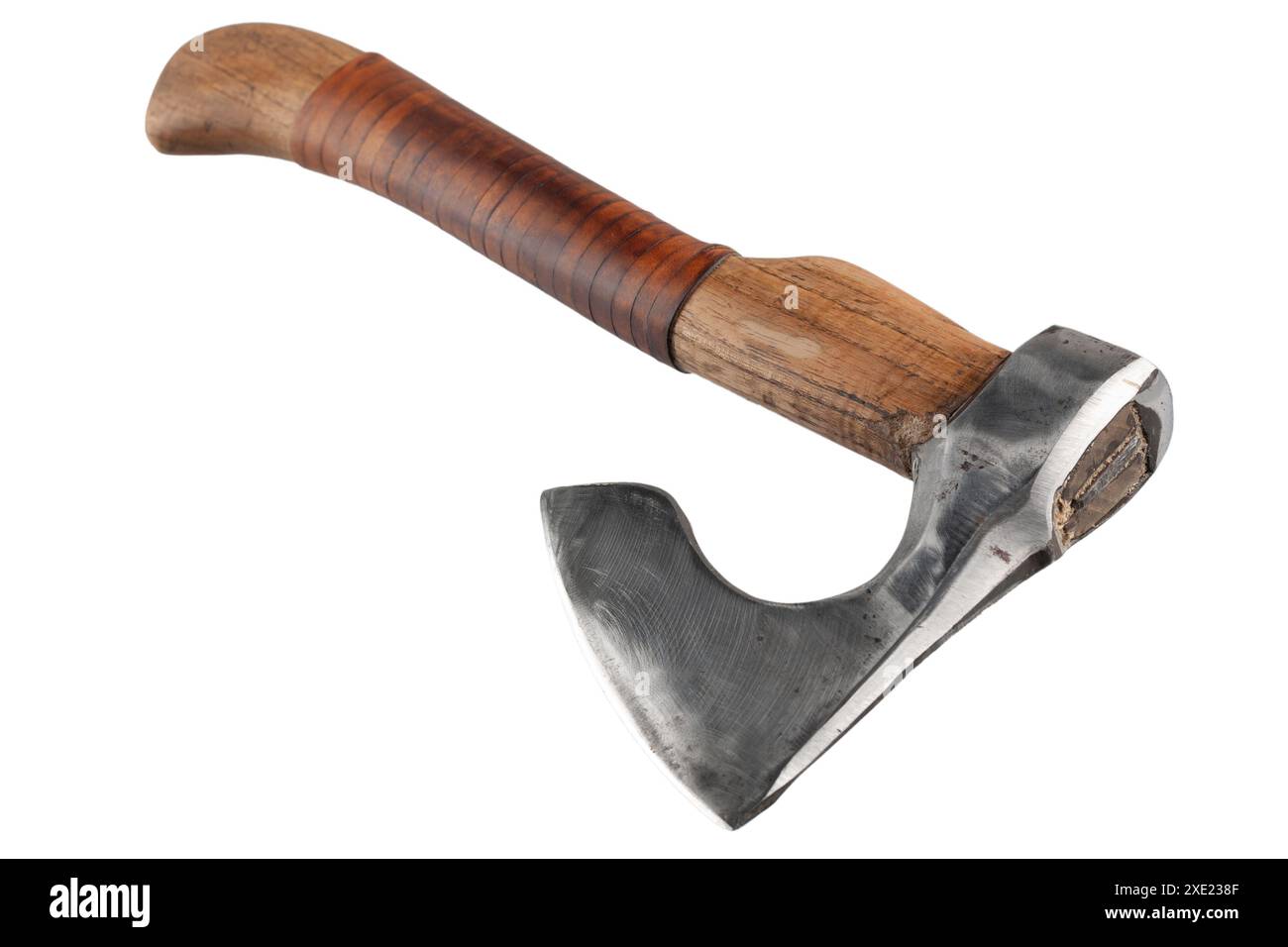 battle axe with wooden handle on white background Stock Photo - Alamy