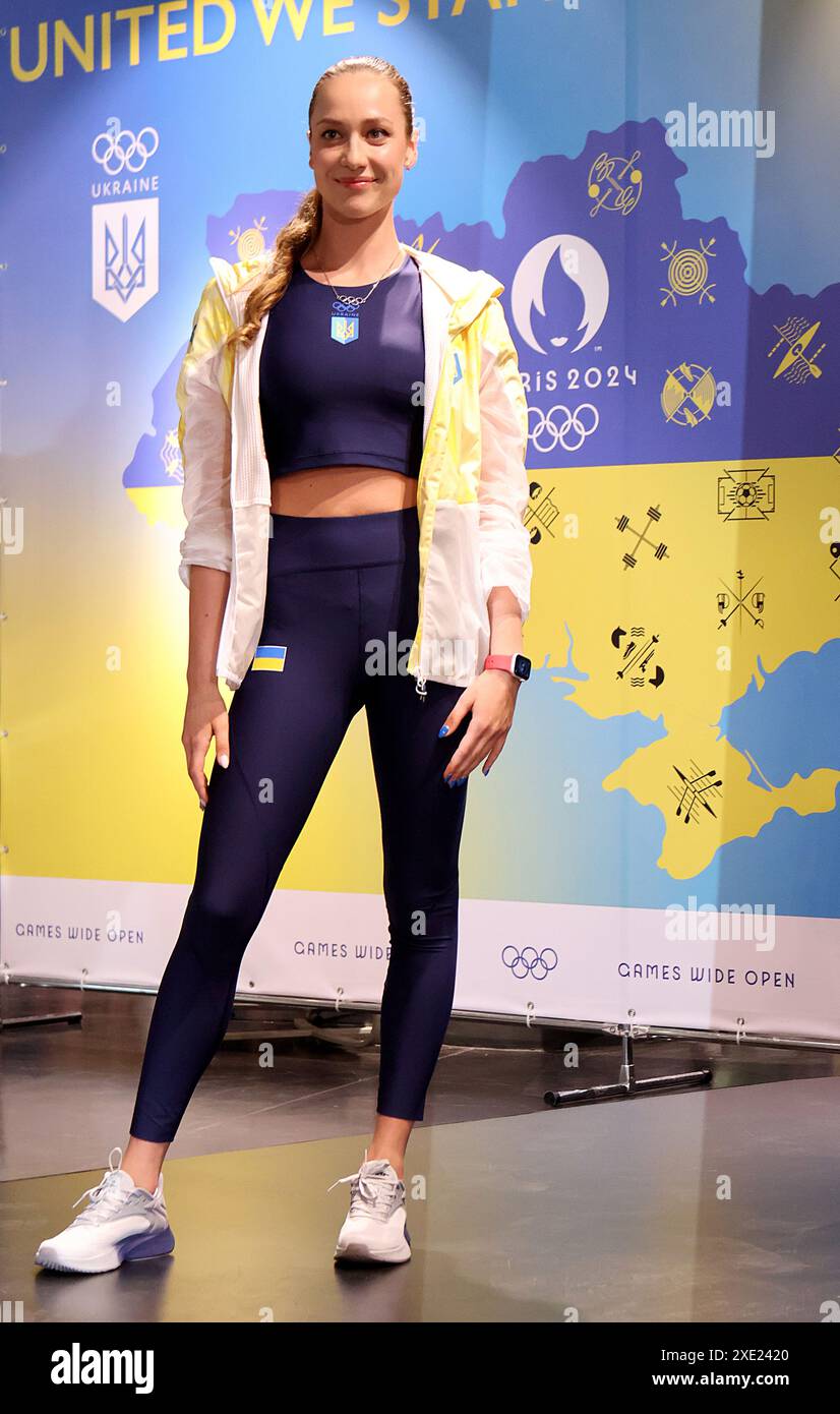 KYIV, UKRAINE - JUNE 25, 2024 - Artistic swimmer Vladyslava Aleksiiva ...