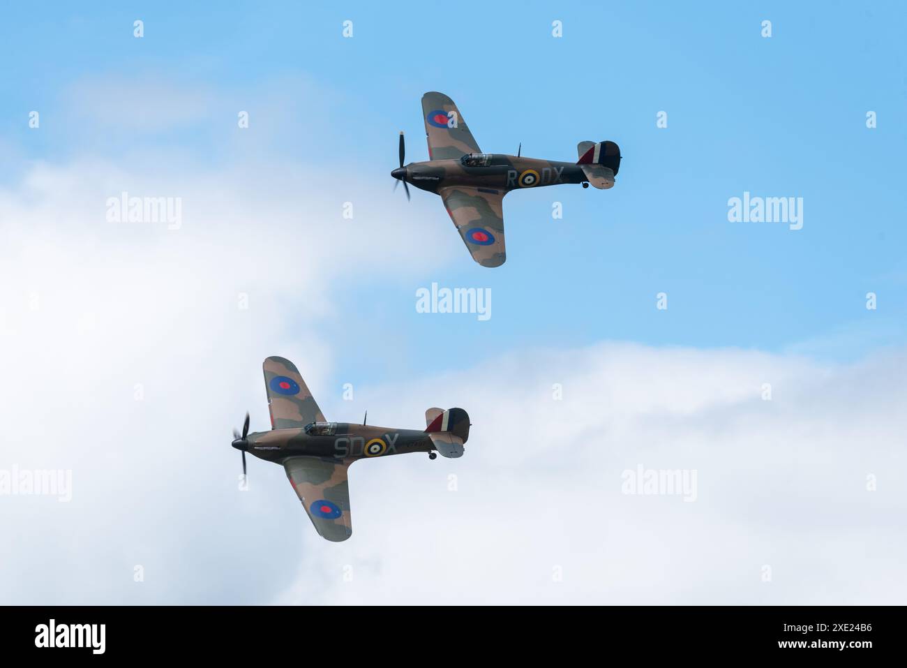 Hawker Hurricane Second World War fighter planes flying at the Sywell ...