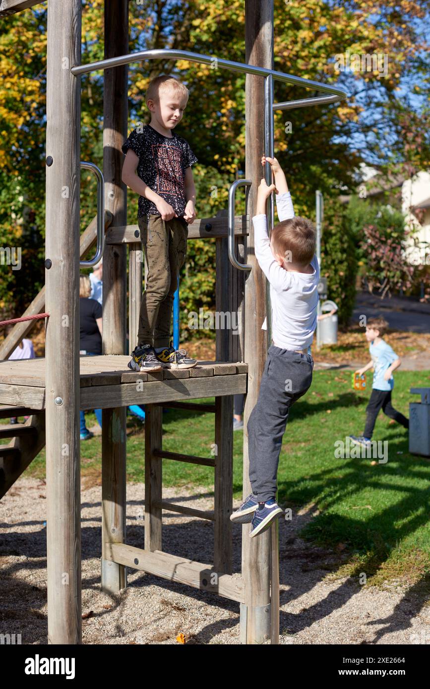 Children Playground with Modern Slide, Rope Net Bridge, Climbing Swings ...