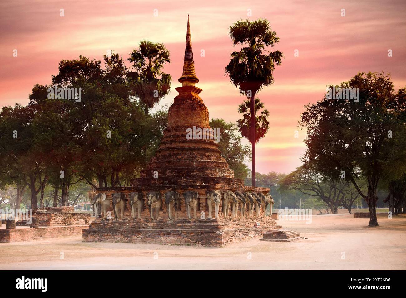 Ruins of Buddhist ancient shikhara, dagoba, stupa in southern Thailand ...