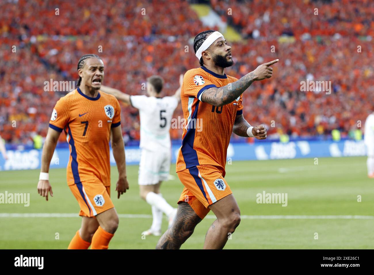 BERLIN - Memphis Depay of Holland celebrates the 2-2 during the UEFA ...