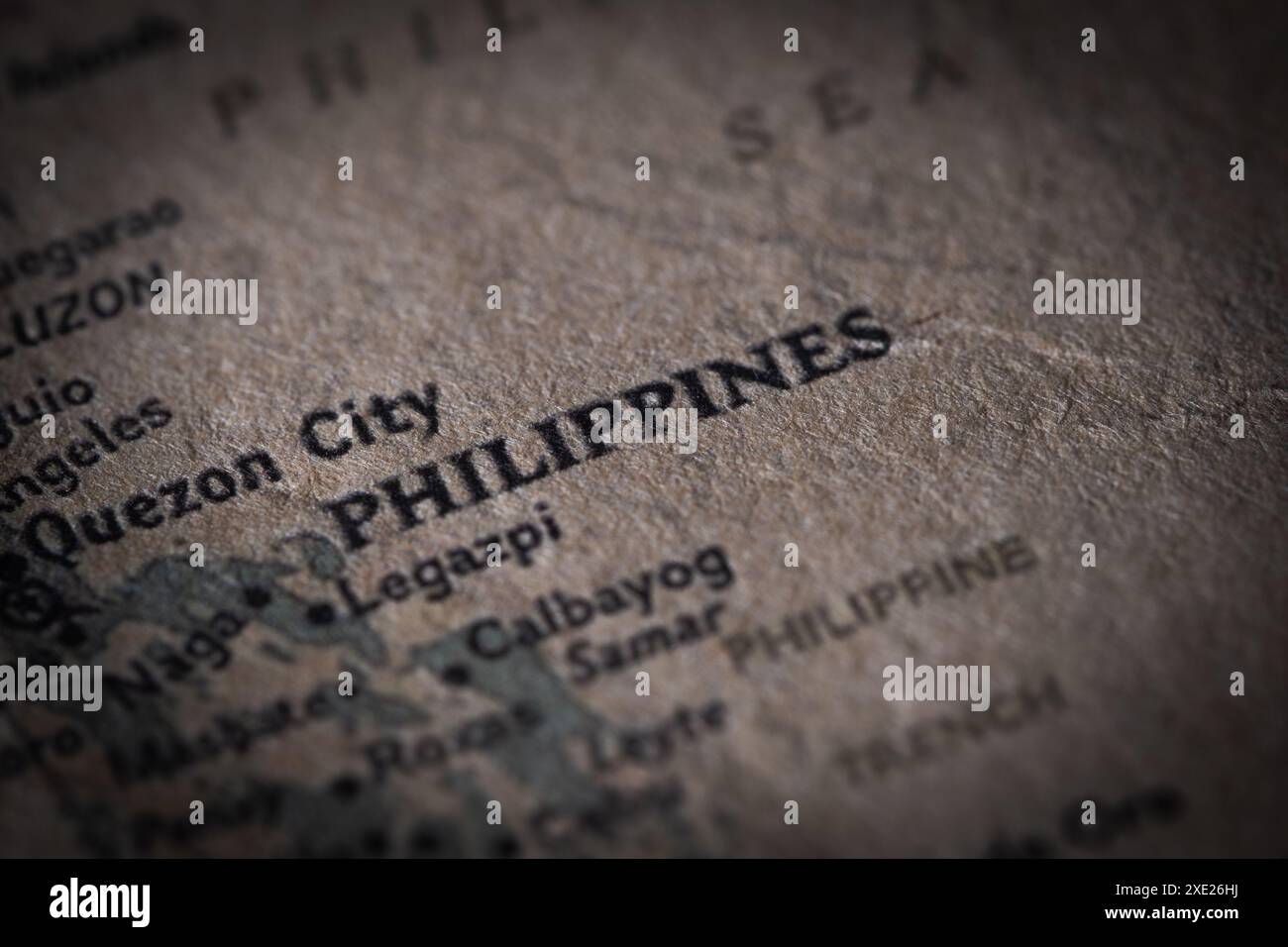 Country Philippines on map. Closeup name country Stock Photo - Alamy