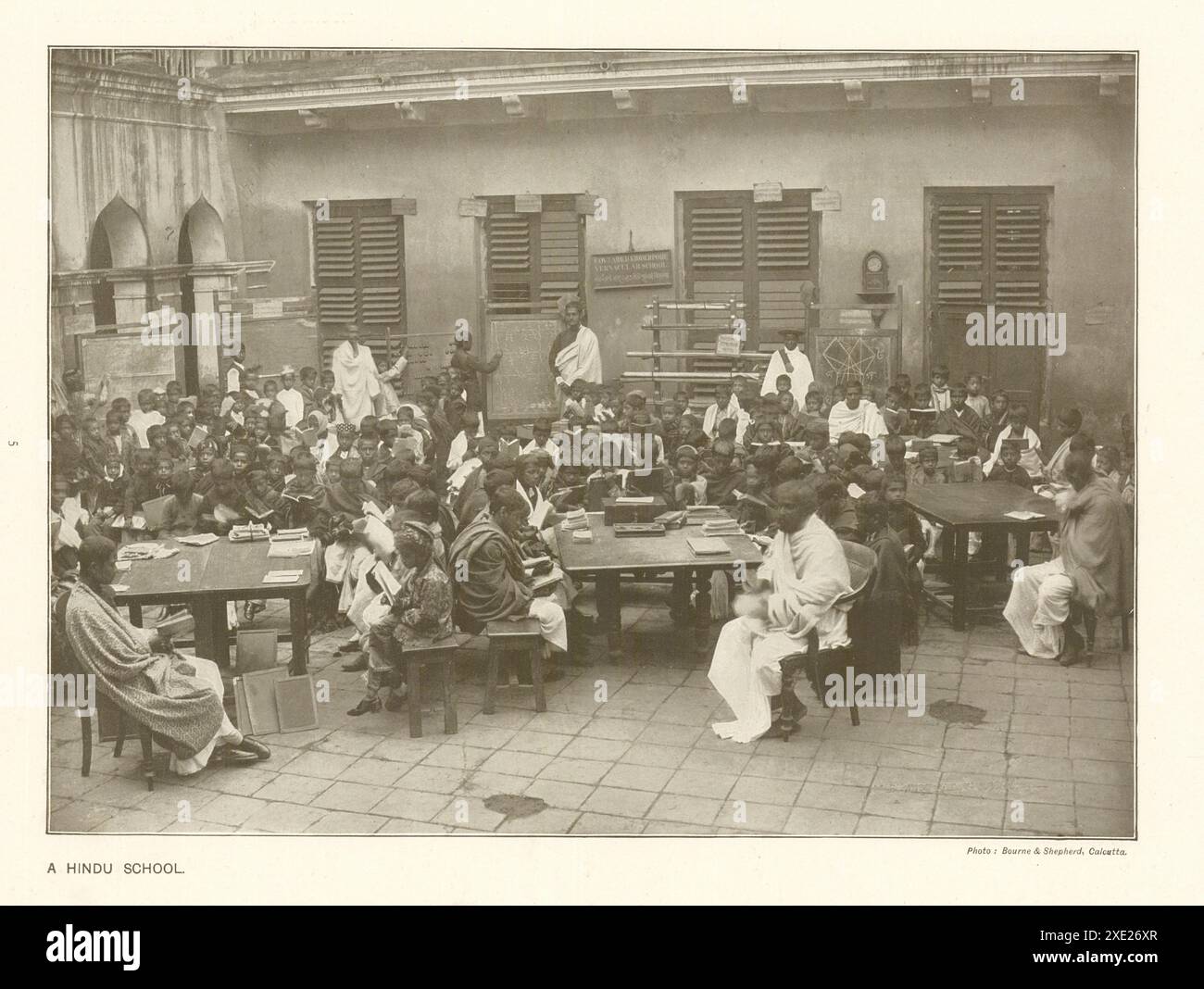 A Hindu school (Kidderpore Vernacular School?) India. 1910 Stock Photo ...