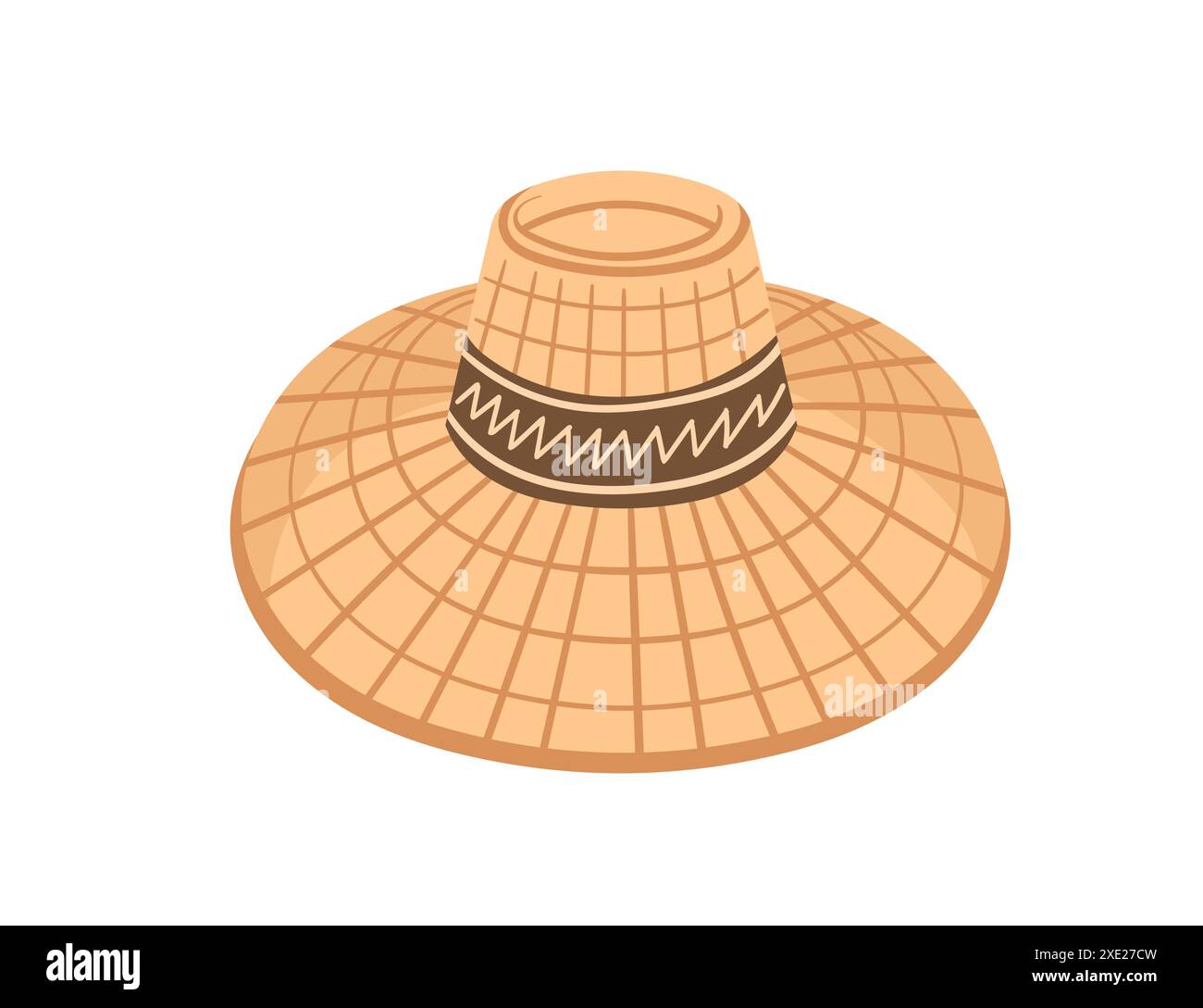 Traditional American straw hat vector illustration isolated on a white ...