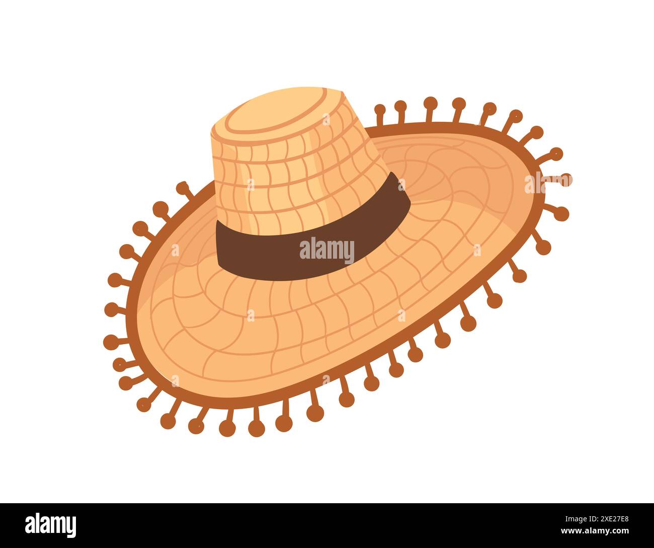 Traditional American straw hat vector illustration isolated on a white ...