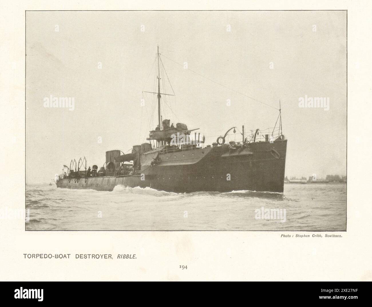 Torpedo-boat destroyer Ribble. Hampshire. 1910 Stock Photo - Alamy
