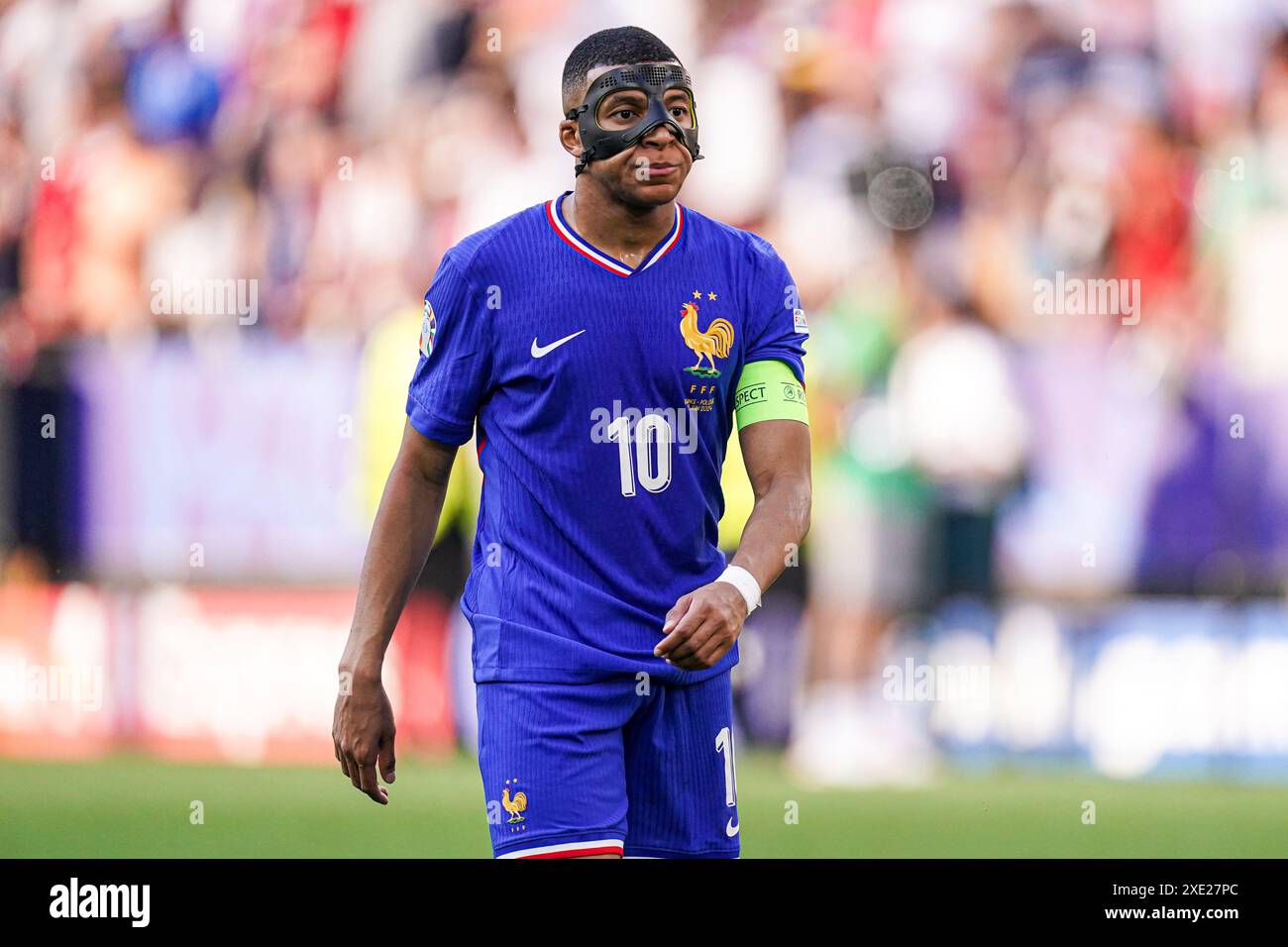DORTMUND, GERMANY - JUNE 25: Kylian Mbappe of France with mask looks up ...