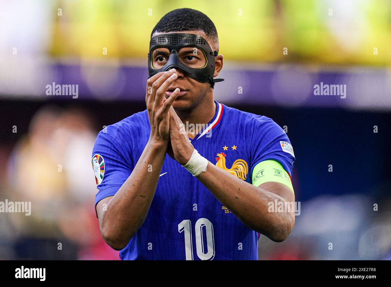 DORTMUND, GERMANY - JUNE 25: Kylian Mbappe of France with mask thanks ...