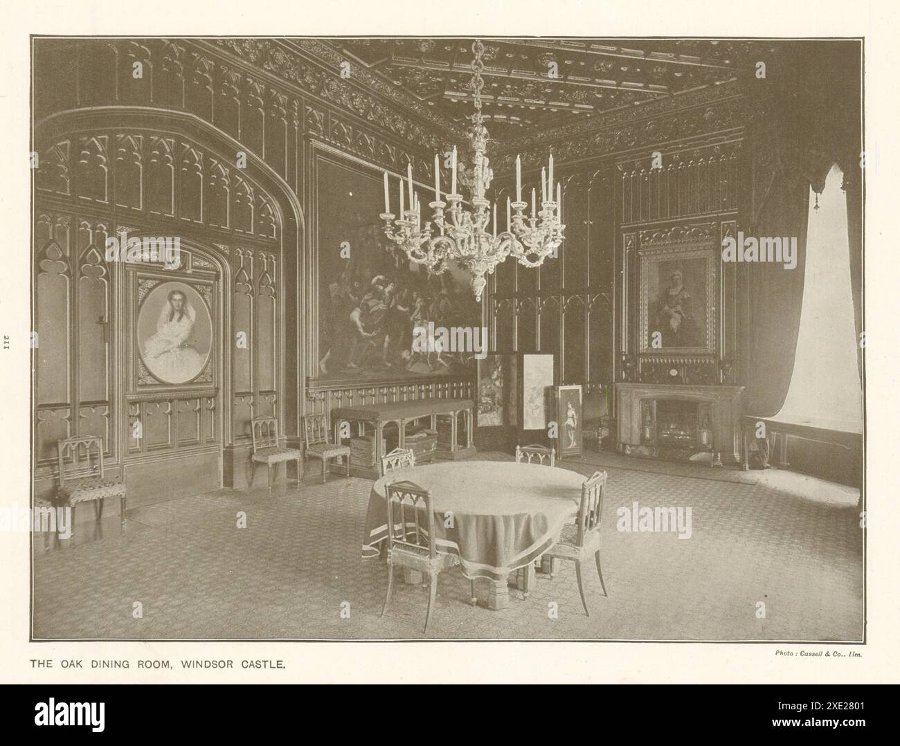 The oak dining room, Windsor Castle. Berkshire. 1910 Stock Photo - Alamy