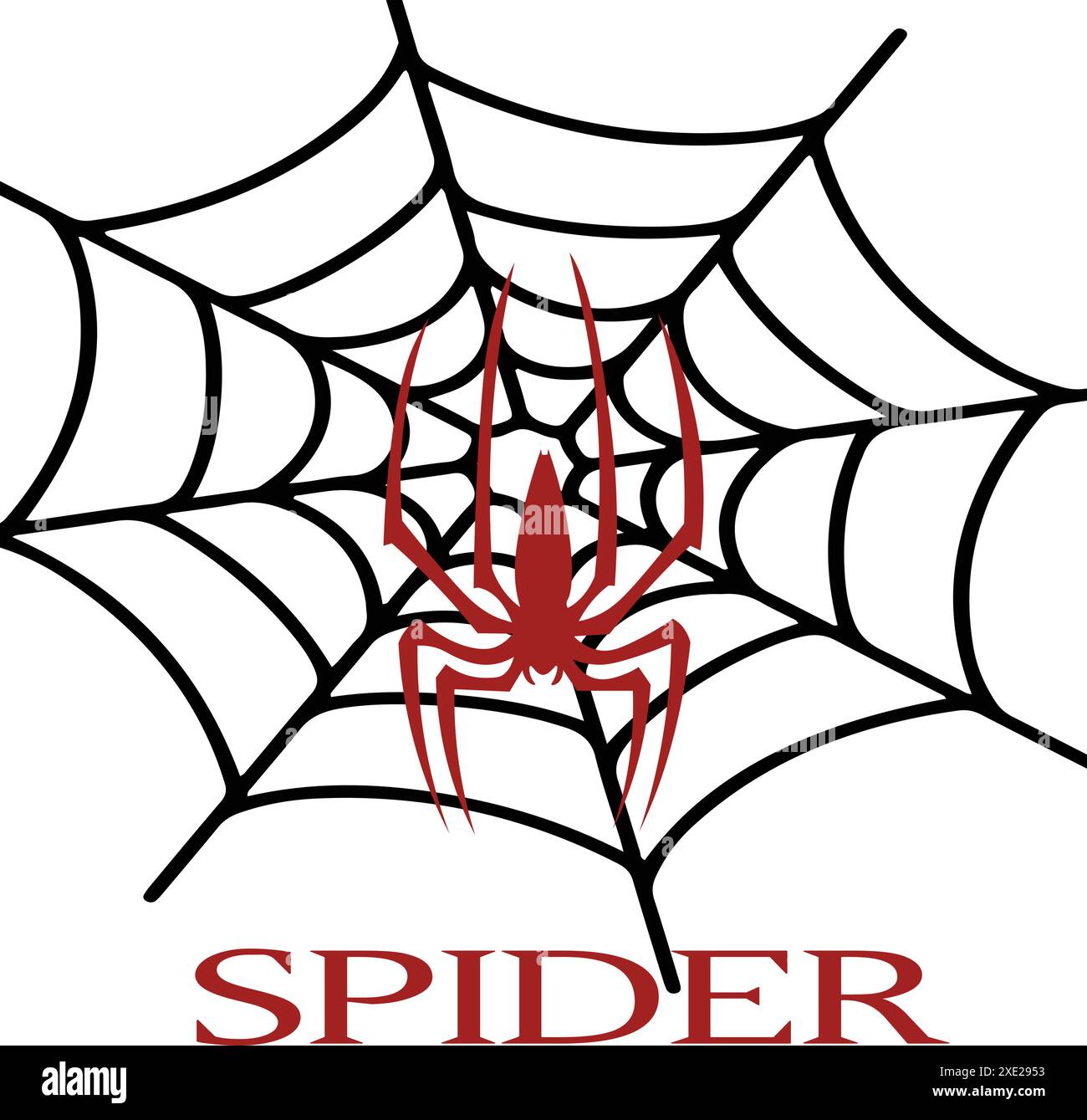 Red Spider on Web with Text - Vector Illustration Stock Vector Image ...