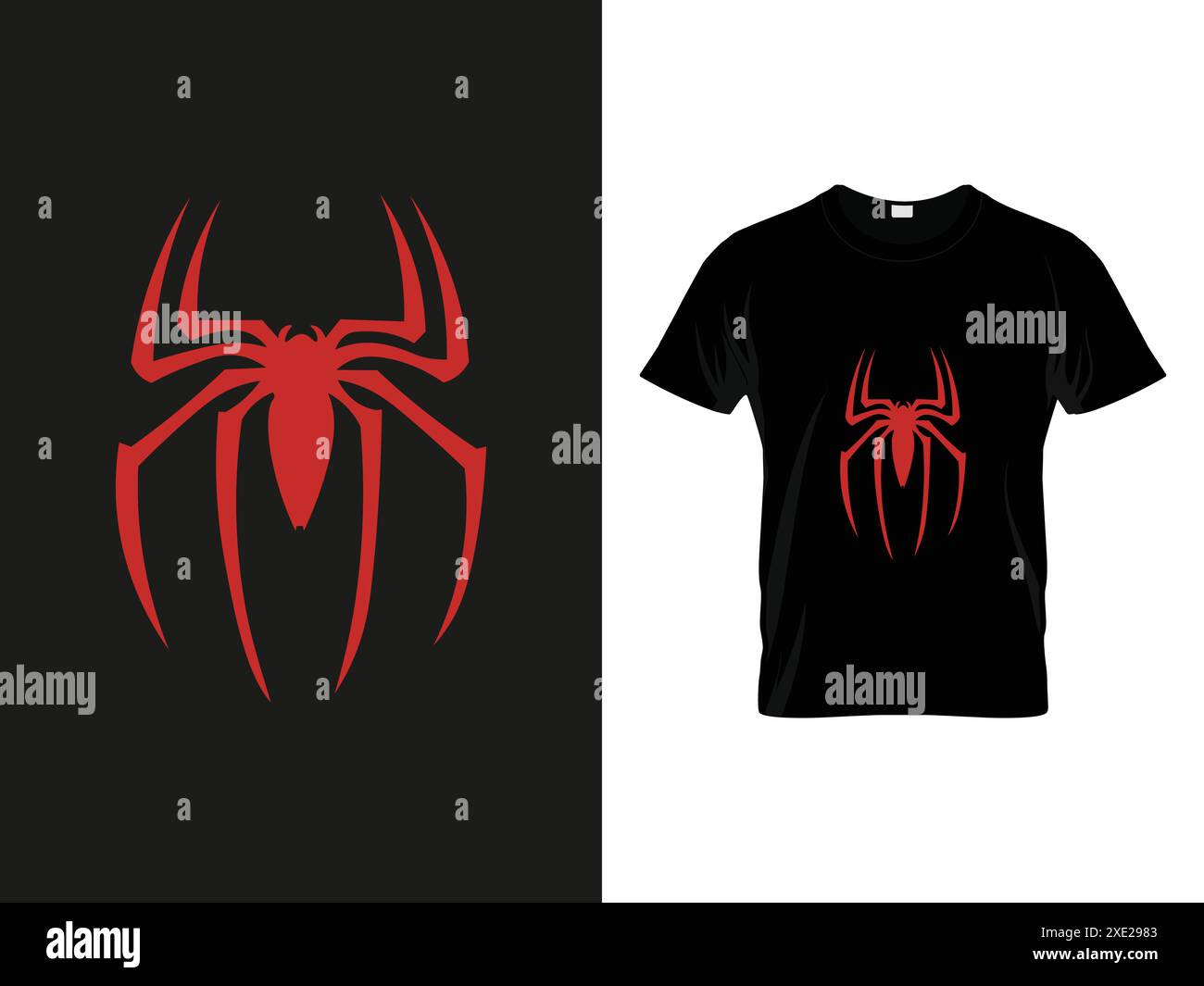 Black T-Shirt with Red Spider Logo - Vector Illustration Stock Vector ...