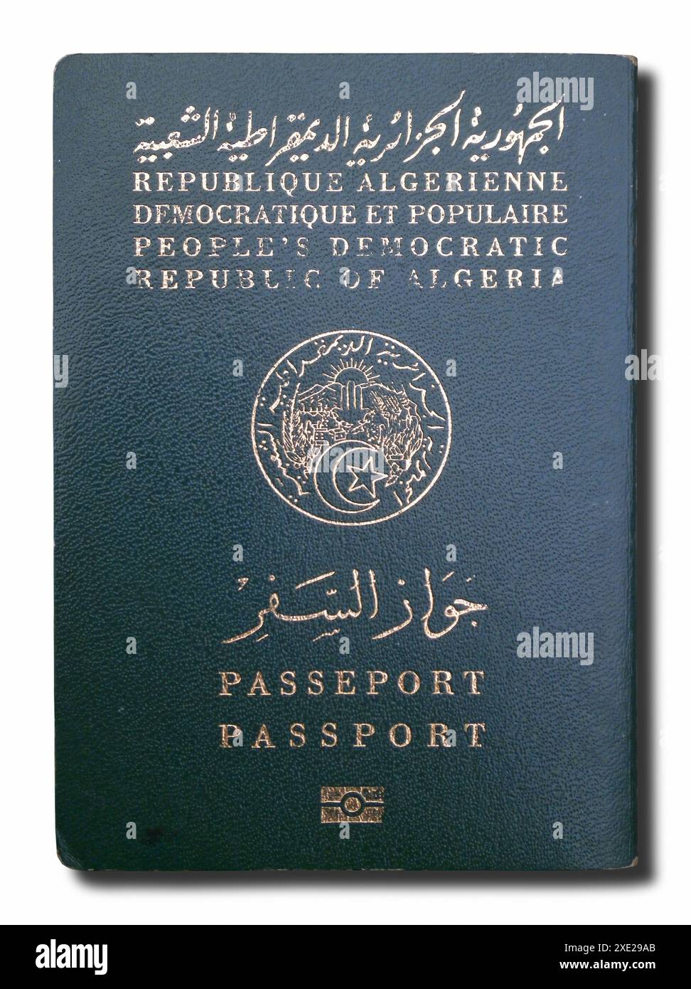 Close-up on an Algerian passport isolated on a white background Stock ...