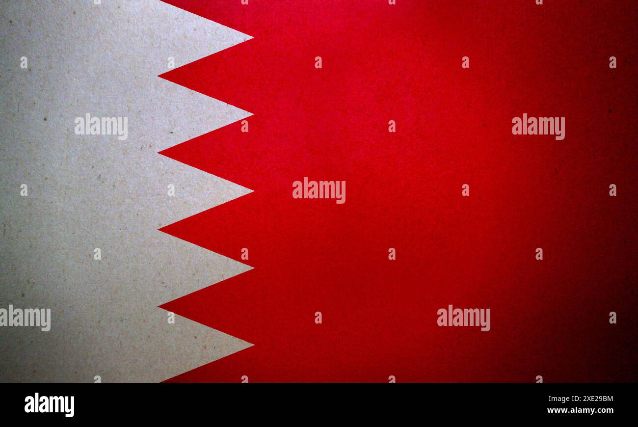 Flag of Bahrain printed on a paper sheet Stock Photo - Alamy