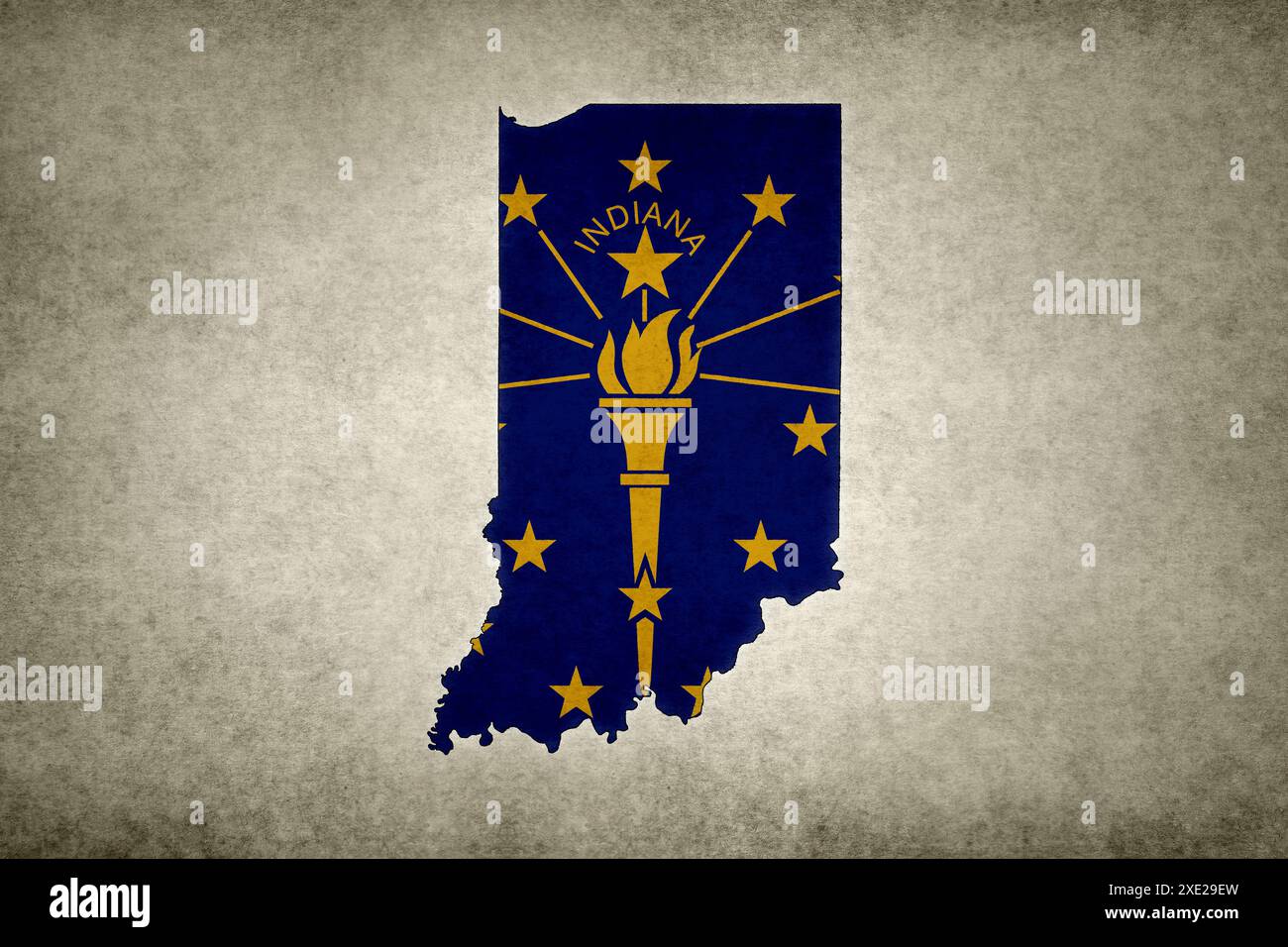 Grunge map of the state of Indiana (USA) with its flag printed within ...