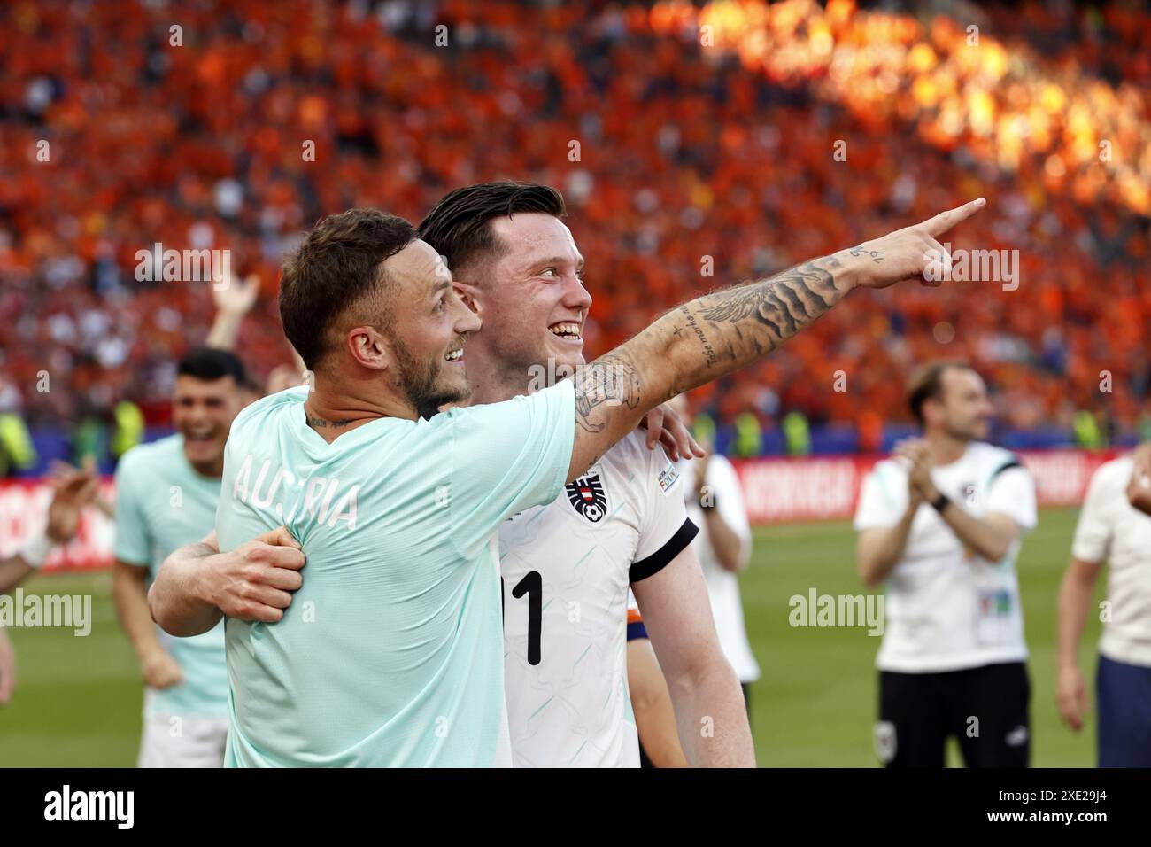 BERLIN - (l-r) Marko Arnautovic of Austria, Michael Gregoritsch of ...