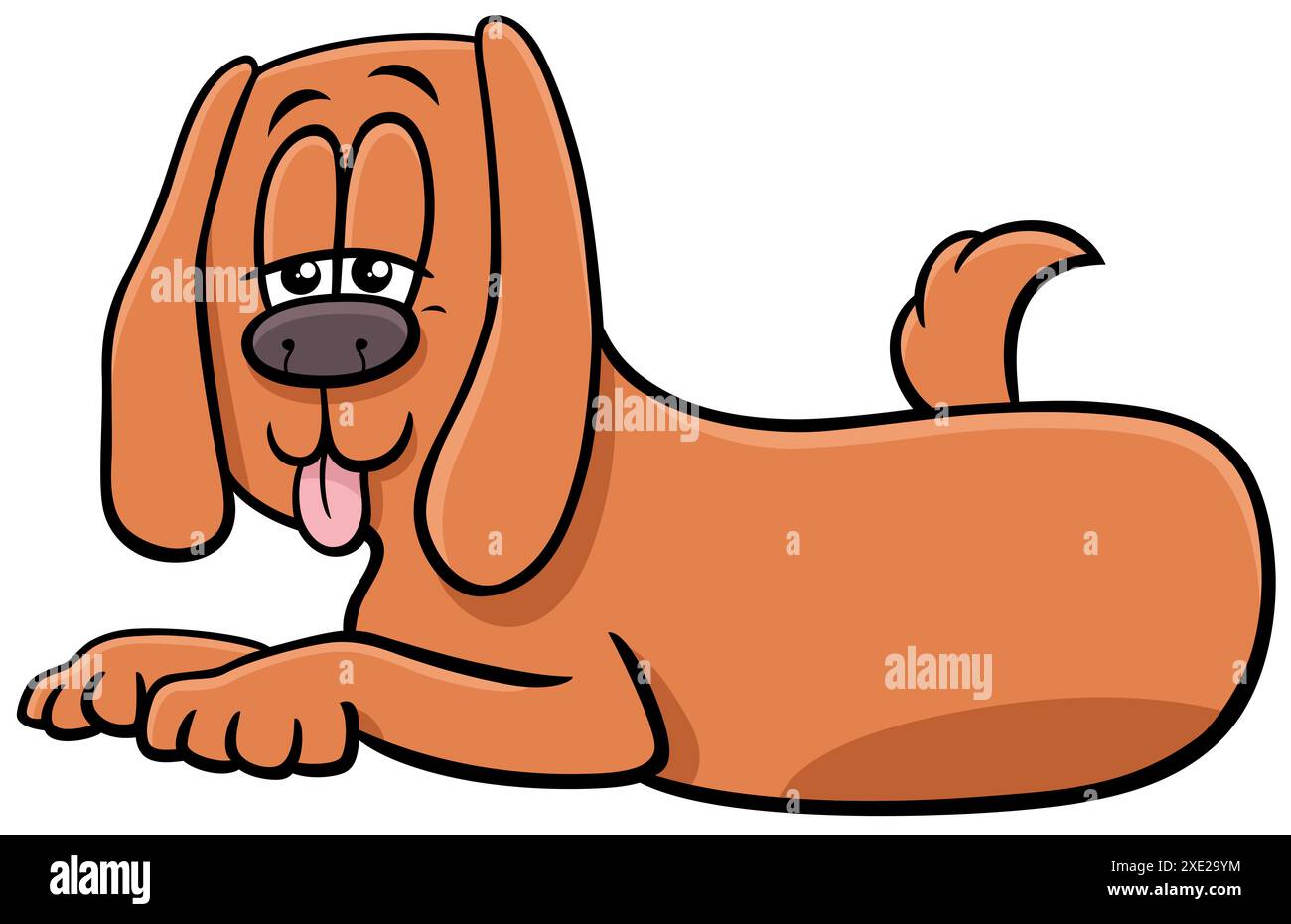 Cartoon brown dog character lying down and resting Stock Photo - Alamy