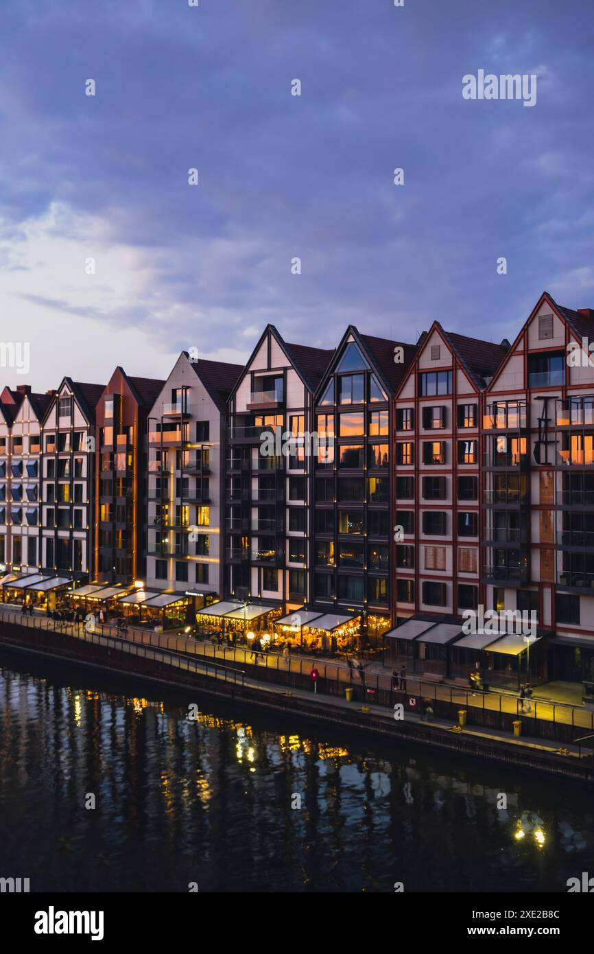 Old town in Gdansk at summer dusk Poland. Sunset night view from the ...