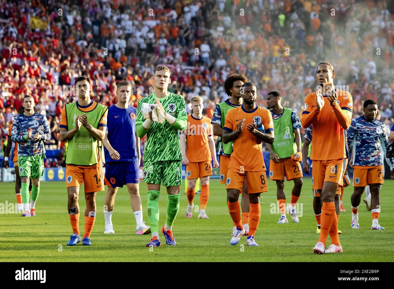 BERLIN - The players of the Dutch national team after the lost match ...