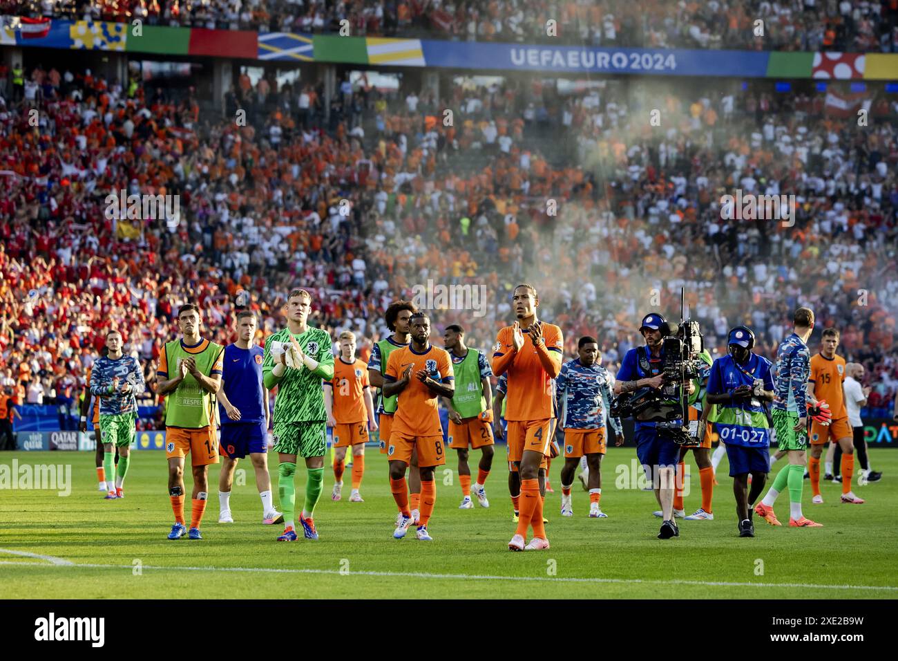 BERLIN - The players of the Dutch national team after the lost match ...
