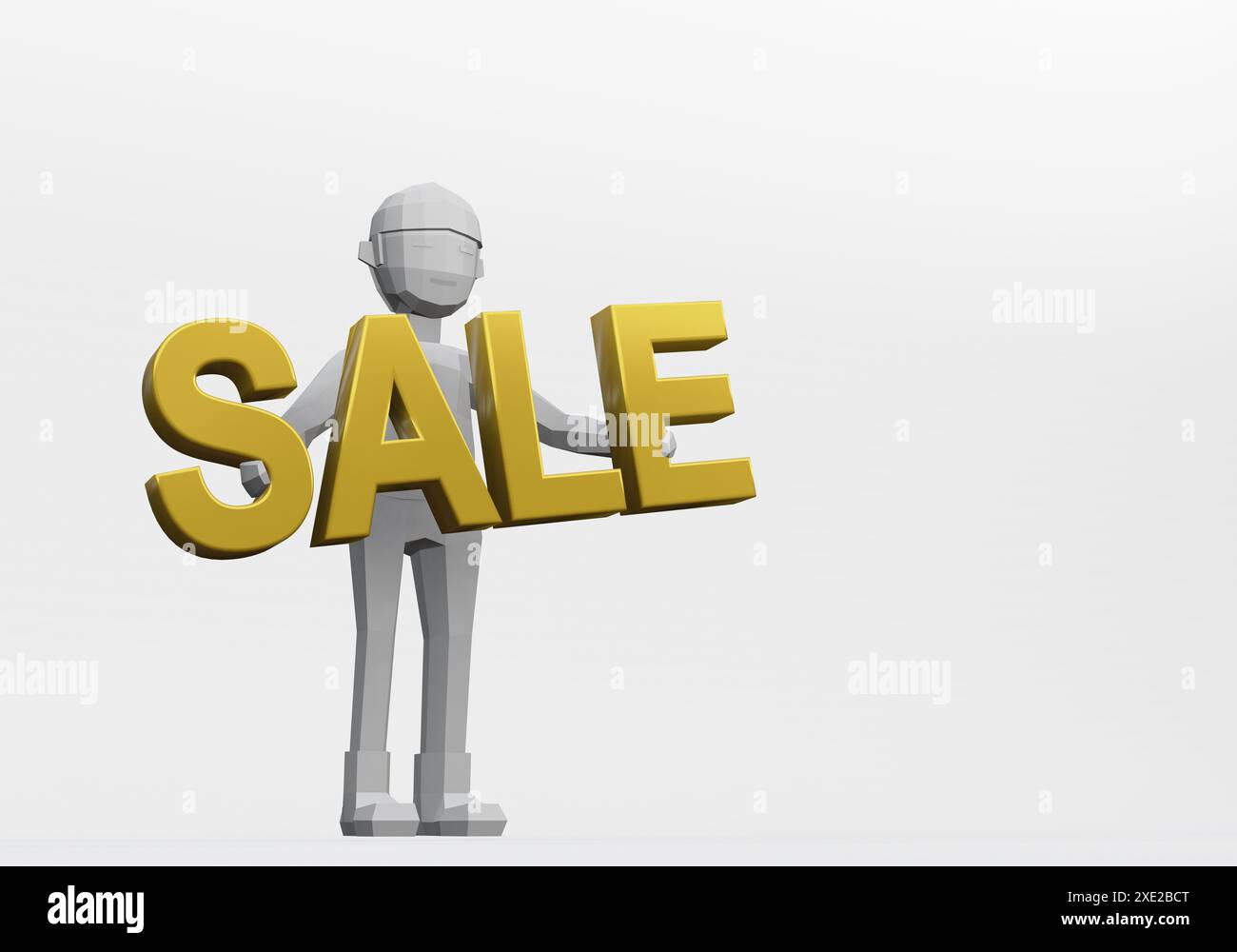 3d render dummy man holding a sale sign for shopping concept Stock ...
