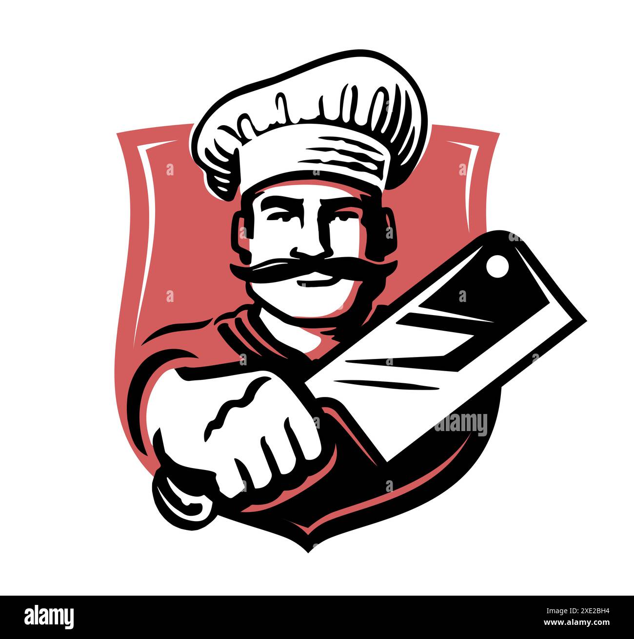 Emblem of butcher meat shop. Chef with a knife. Design element for ...