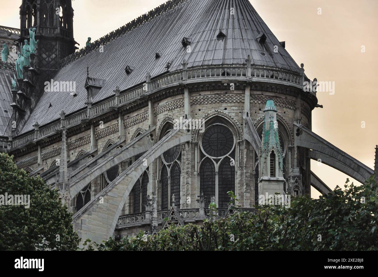 Façade of Notre Dame de Paris with the old Viollet-le-Duc spire, before ...