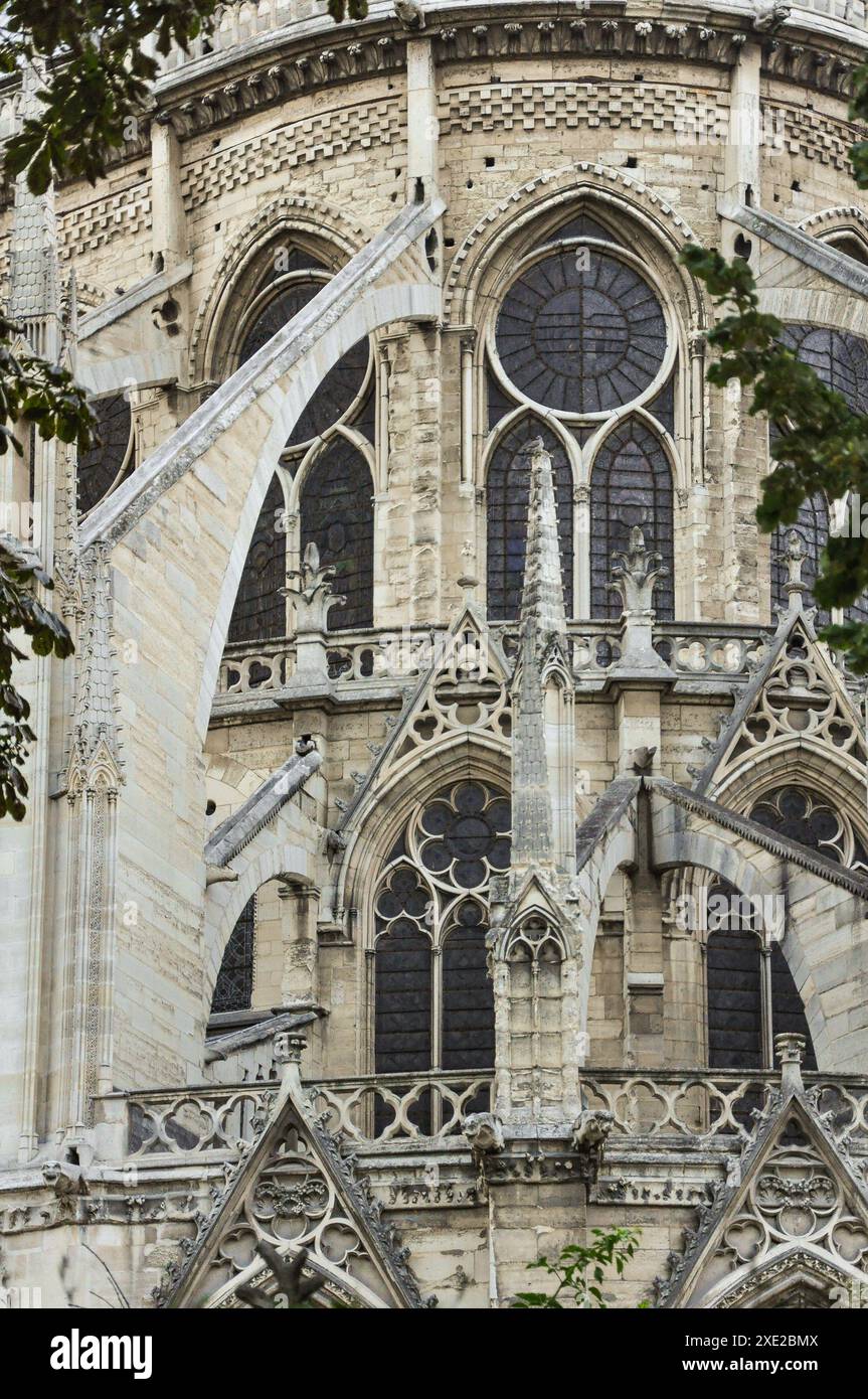 Façade of Notre Dame de Paris in gothic architecture, before the fire ...