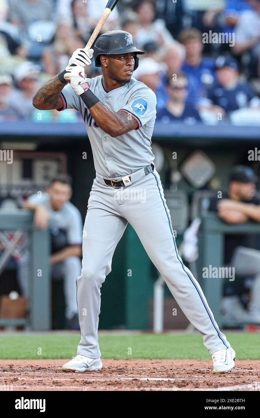 June 24, 2024: Miami Marlins shortstop Tim Anderson (7) bats against ...