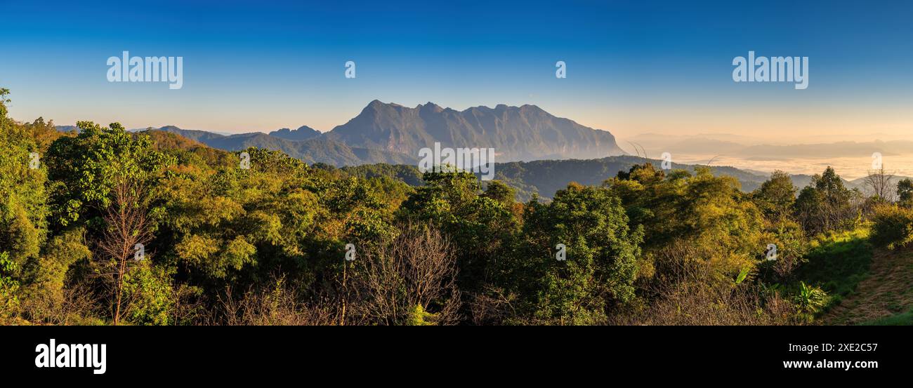 Tropical forest nature landscape view with mountain range at Doi Chiang ...