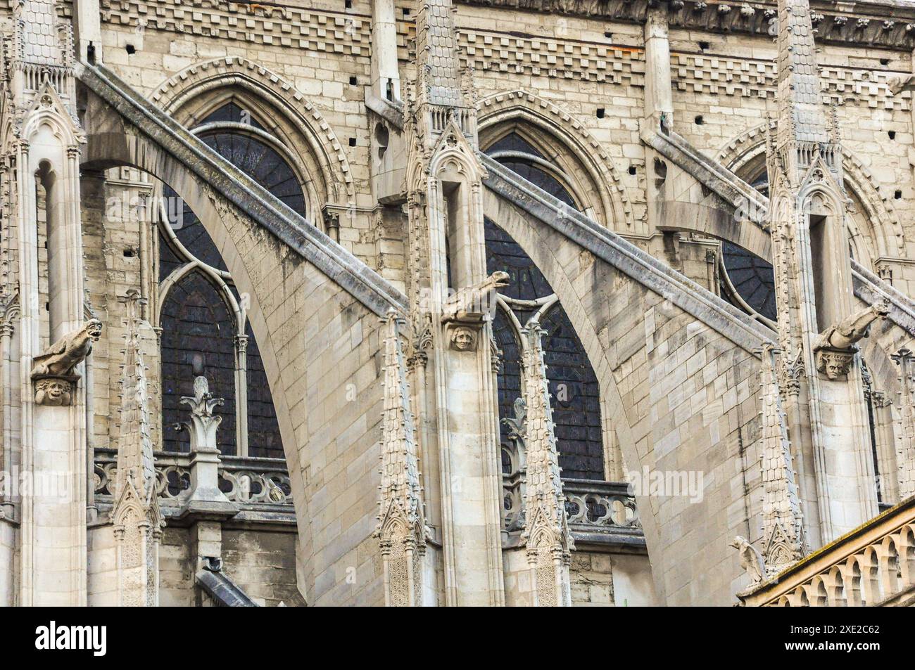 Façade of Notre Dame de Paris in gothic architecture, before the fire ...