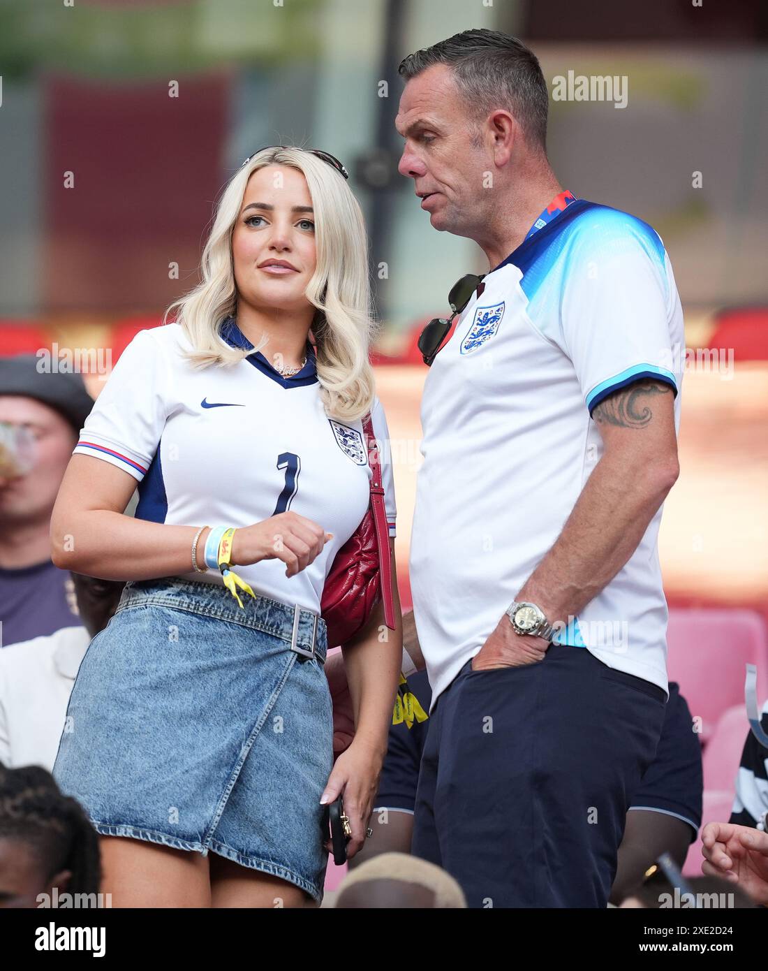 Megan Davison (left), wife of England goalkeeper Jordan Pickford, ahead ...