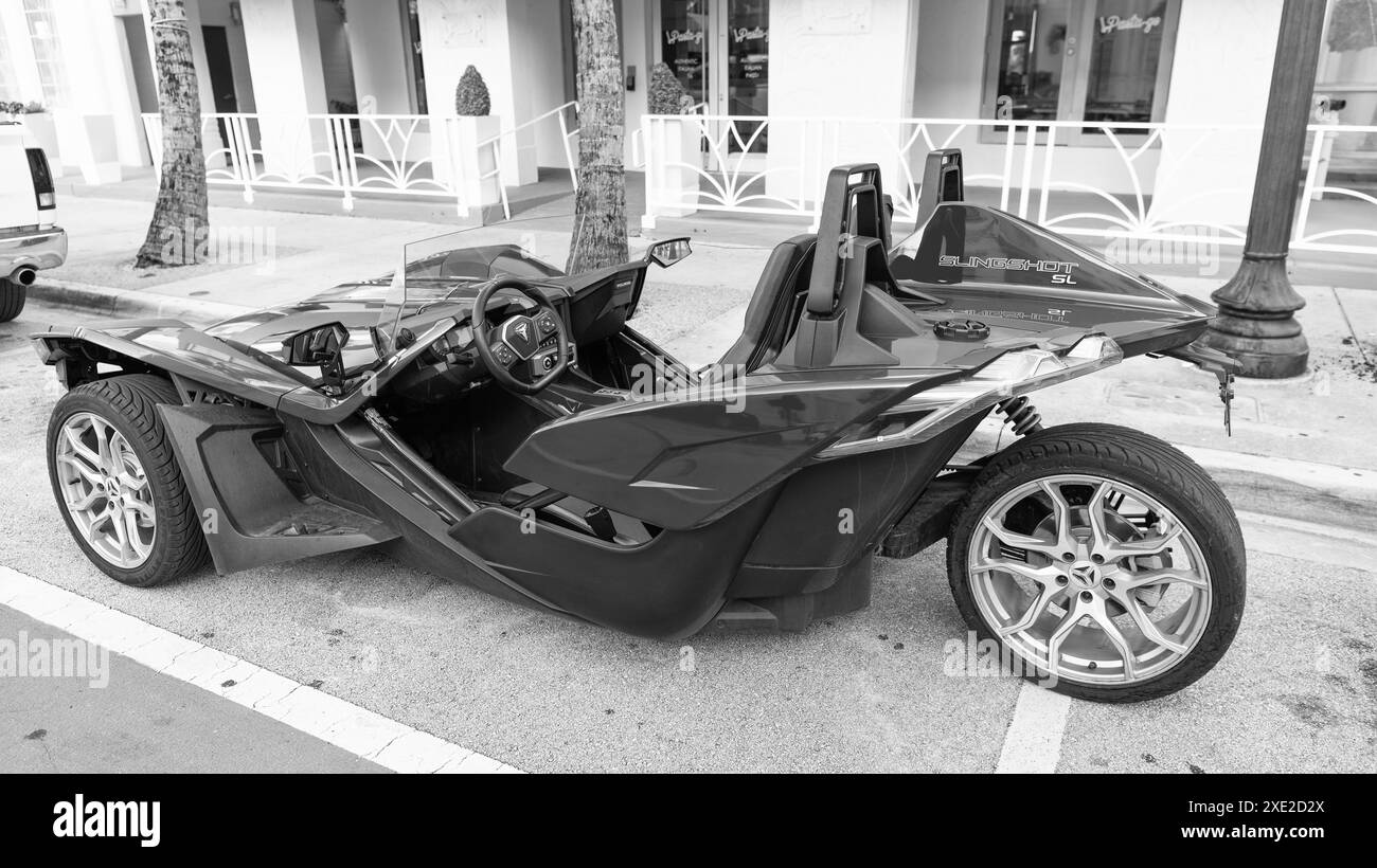 Miami Beach, Florida USA - April 15, 2021: red polaris slingshot sl ...