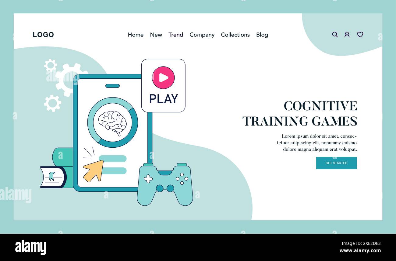 Health Gamification concept. Interactive brain training and mental exercise platform. Enhancing ...
